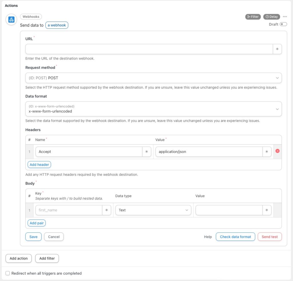 Set up webhook actions for WordPress site automations