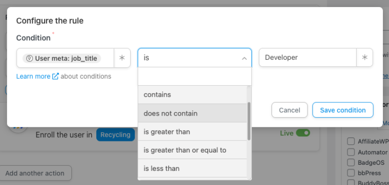 Action filters / conditions - Uncanny Automator