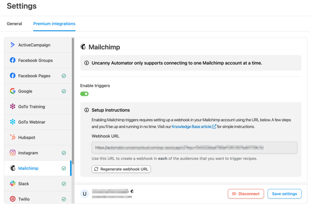 Use Mailchimp webhooks to trigger WordPress automations