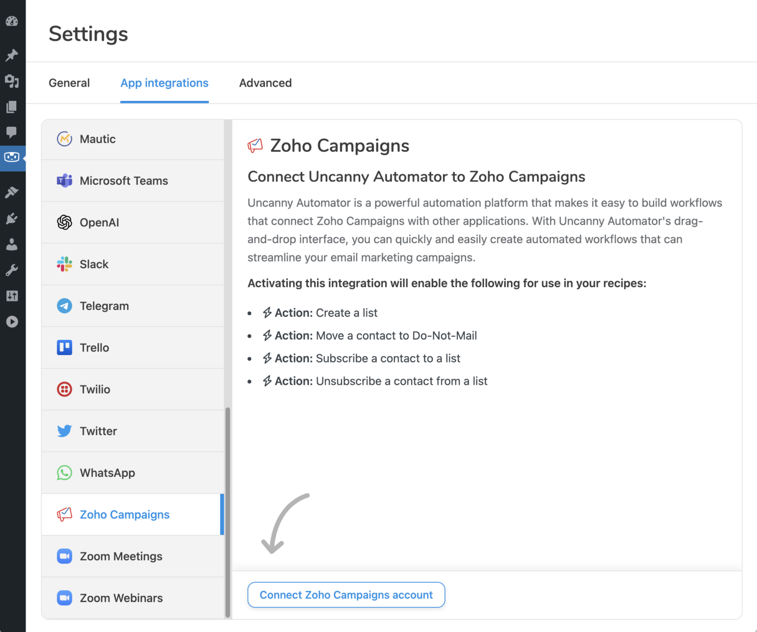 Zoho Campaigns - Uncanny Automator