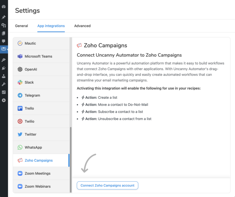 Zoho Campaigns - Uncanny Automator