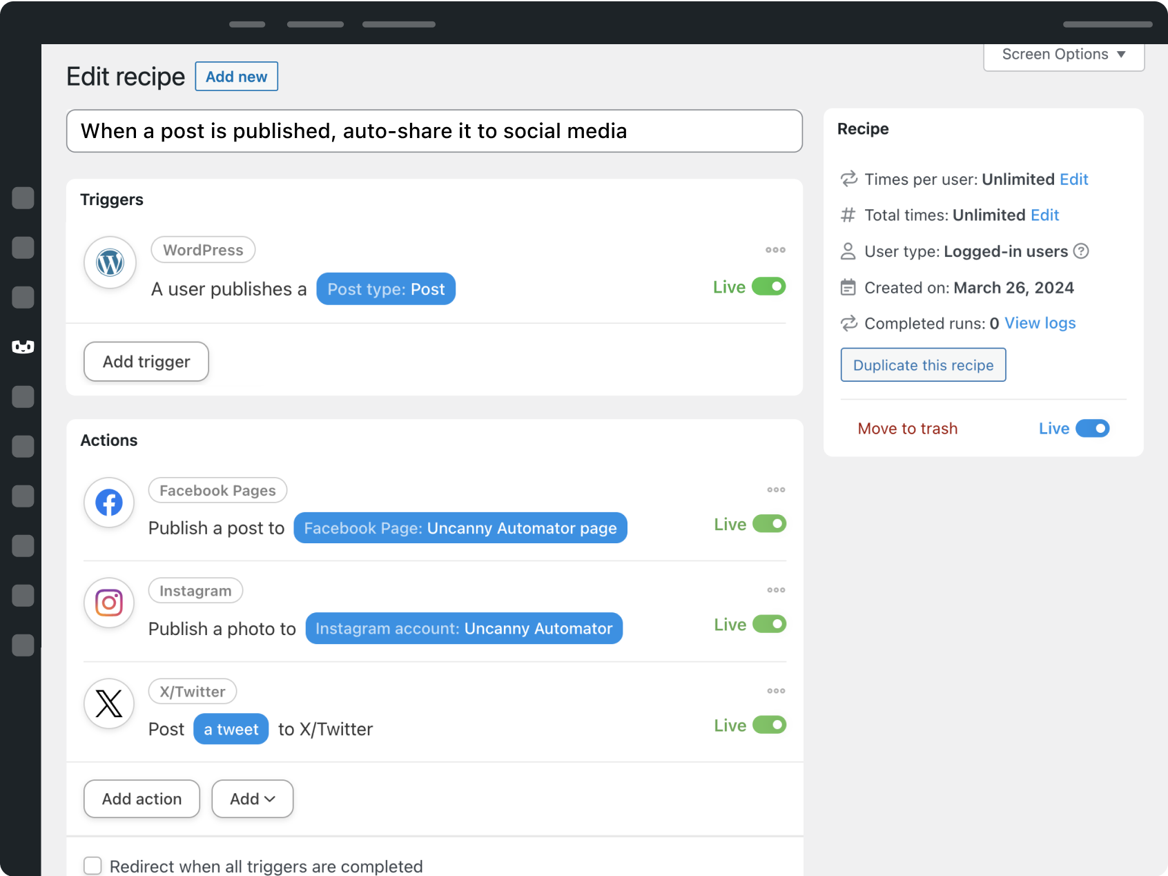 Automate Blogging - Uncanny Automator