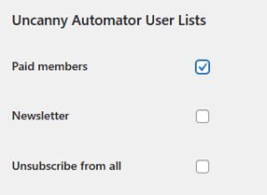 Manage email list subscriptions for WordPress users
